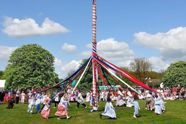 Dancing around the May Pole in United Kingdom